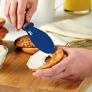 Tovolo 5.5" Slicer With Comfort Grip Handle, Serrated Kitchen Knife for Bagels, Sharp High-Carbon Steel Blade, Dishwasher Safe & BPA-Free, Lx 6 in, Deep Indigo
