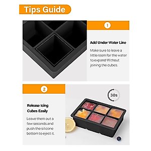 Kootek Ice Cube Trays with Lid (Set of 4), Silicone Large Square Ice Cube Maker Ice Cube Molds for Whiskey, Cocktails and Homemade Freezer