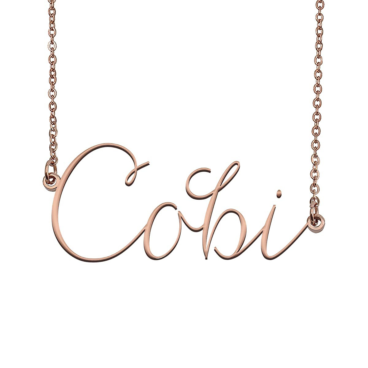 Cobi Name Necklace Name Plate Necklace Name Tag Necklace in Rose Gold