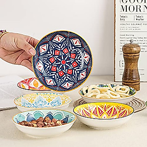 AHX Small Bowls - Ice Cream Dessert Bowl 8.5 oz - Ceramic Bowl Set of 6 - Colorful Shallow Bowl for Side Dish | Snack | Appetizer - Microwave and Dishwasher Safe - 5.5 x 1.3 Inches