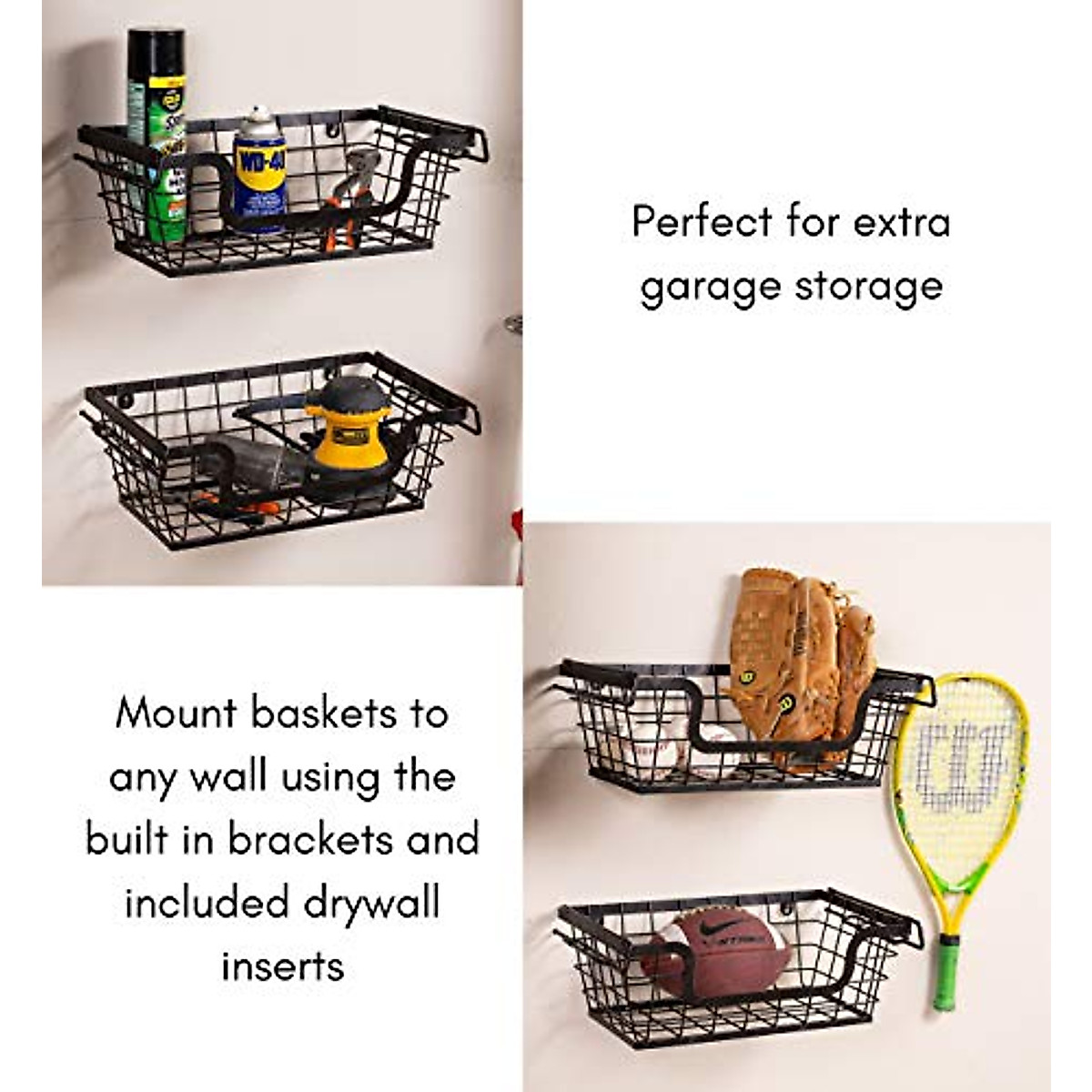 BirdRock Home Wire Basket for Storage - Set of 2 Baskets - Stackable - Hanging – Wall Shelf - Fruit Vegetable Organization – Pantry Cabinet - Metal Bin for Kitchen Counter – Bathroom Storage