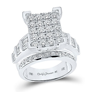 The Diamond Deal 10kt White Gold Round Diamond Cluster Bridal Wedding Engagement Ring 3 Cttw