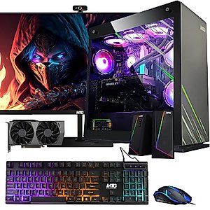 Aurora Max Gaming Tower PC- Intel Core i5 12th Gen, RTX 3060 12GB 192 Bits, 32GB RGB Ram, 1TB Nvme, 4TB HDD, 27 Inch 165HZ Monitor, RGB Keyboard Mouse, Speaker, Liquid Cooling, Webcam, Win 11