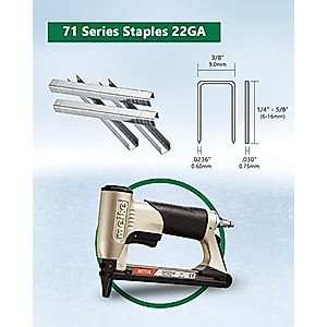 meite MT7116 Pneumatic Staple Gun - 22 Gauge 71 Series 3/8-Inch Crown 1/4-Inch to 5/8-Inch Length Air Upholstery Staple Gun Fine Wire Upholstery Stapler Gun