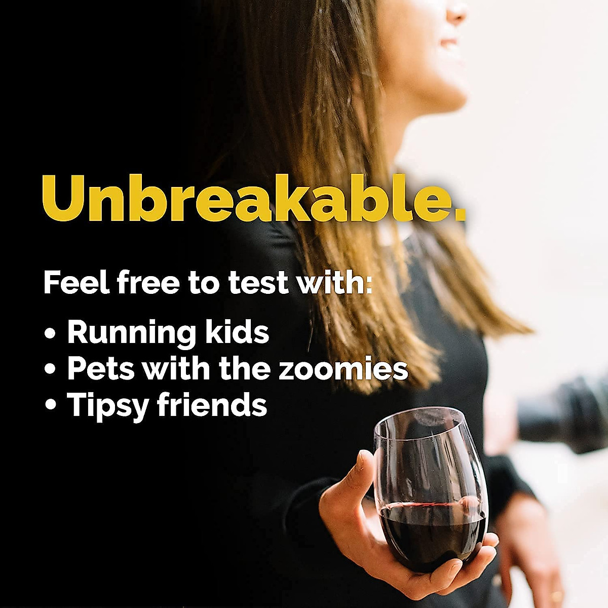 TaZa Assorted Unbreakable Wine Glasses | Stemless and With Stem | Outdoor Wine Glasses for Pool, Camping, Boating, Picnic & More | Dishwasher Safe Shatterproof Glasses Set of 8 (4 Each)