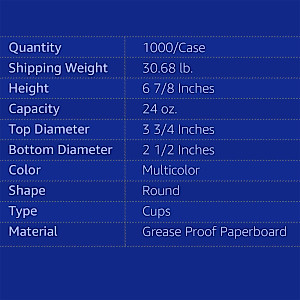 24 oz. Popcorn Cups, 1000 Pack, Popcorn Tubs, Popcorn Containers, Commercial Popcorn Buckets, Disposable Popcorn Buckets, Perfect for Movie Night, Cinema, Carnival, Party