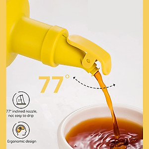 Honey Dispenser No Drip Glass With Stand Honey Jar Syrup Dispenser Glass Bottle Oil Bottle Sauce Dispenser Glass Oil Dispenser Honey Containers Syrup Bottles Syrup Pourer 2PCS, 10.62''X3.07''X3.07''