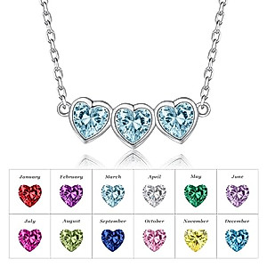 925 Sterling Silver March Choker Necklaces for Young Women Teens - Delicate Blue Heart Birthstone Choker for Women Christmas Birthday Anniversary Jewelry Gifts for Sister Daughter Friends