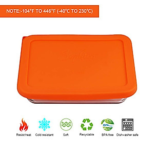 Sophico 3 Cup Rectangle Silicone Storage Cover Lids Replacement for Pyrex 7210-PC Glass Bowls, Container not Included (MIX, 4 Pack)