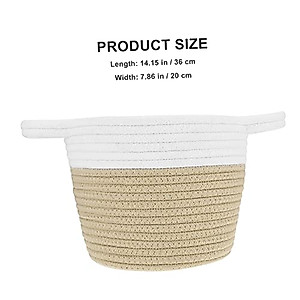 1pc Round Storage Box Woven Storage Baskets Round Woven Basket Round Laundry Basket Cotton Braid Basket Laundry Clothes Hamper Woven Storage Bins Organizing Basket Fold