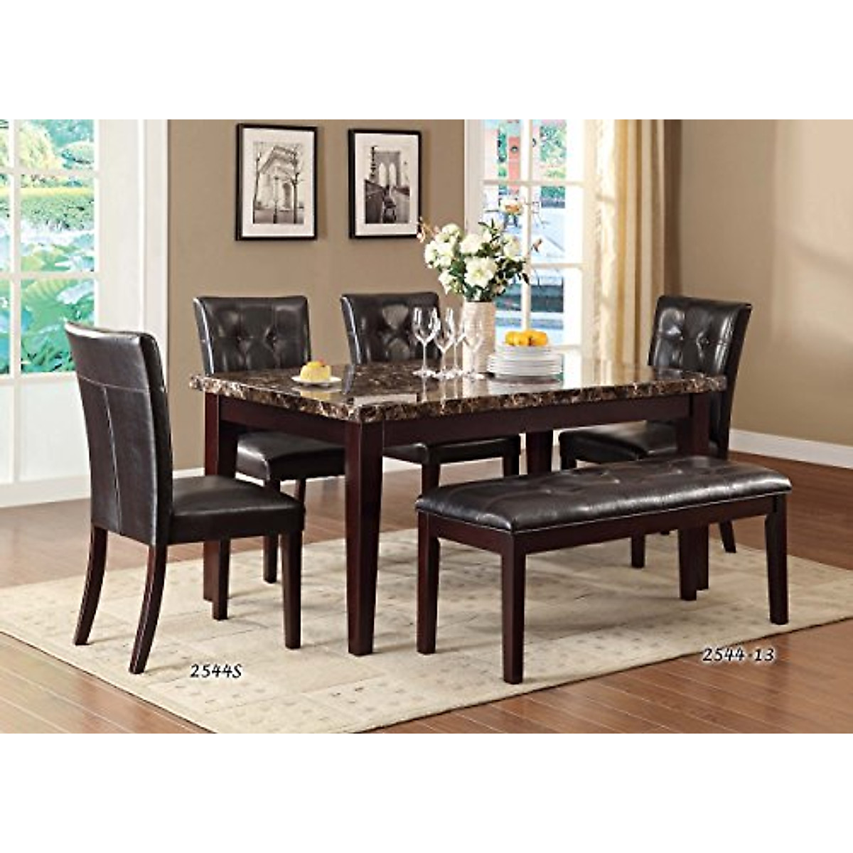 Homelegance Dining Bench, 49-Inch, Western, Dark Brown, Espresso Finish