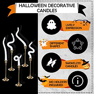 Conelist 5 Pack Halloween Ghost Candles Spiral Unscented White Candles Twisted Taper Candlesticks Halloween Decor Candle for Home Ghost Spooky Decor Halloween Party Dinner Table Birthday Decorations