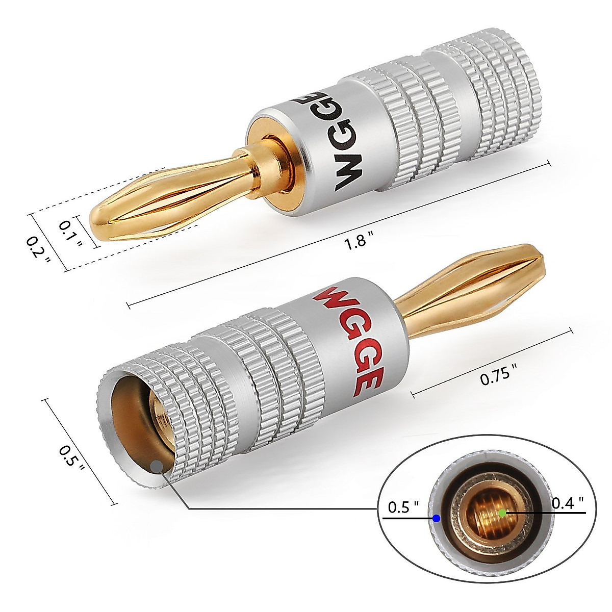 WGGE WG-009 Banana Plugs Audio Jack Connector 12 Pairs / 24 pcs, 24k Gold Dual Screw Lock Speaker Connector for Speaker Wire, Wall Plate, Home Theater, Audio/Video Receiver and Sound Systems…