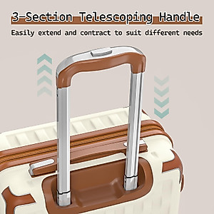 Melalenia Luggage Sets 7 Piece Suitcase Set, Hard Shell Carry on Luggage Travel Suitcases with Spinner Wheels and TSA Lock, Lightweight Luggage Set for Women, Beige Brown