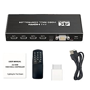 2024 Multi-Screen Splicing Display Matrix 4K 2x2 Video Wall Controller HDMI/DVI Input Video Wall Processor with Remote Control for 4 TV Splicing