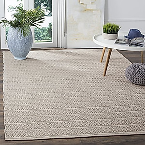 SAFAVIEH Montauk Collection 8' x 10' Ivory/Grey MTK341A Handmade Flatweave Boho Farmhouse Cotton Living Room Dining Bedroom Area Rug