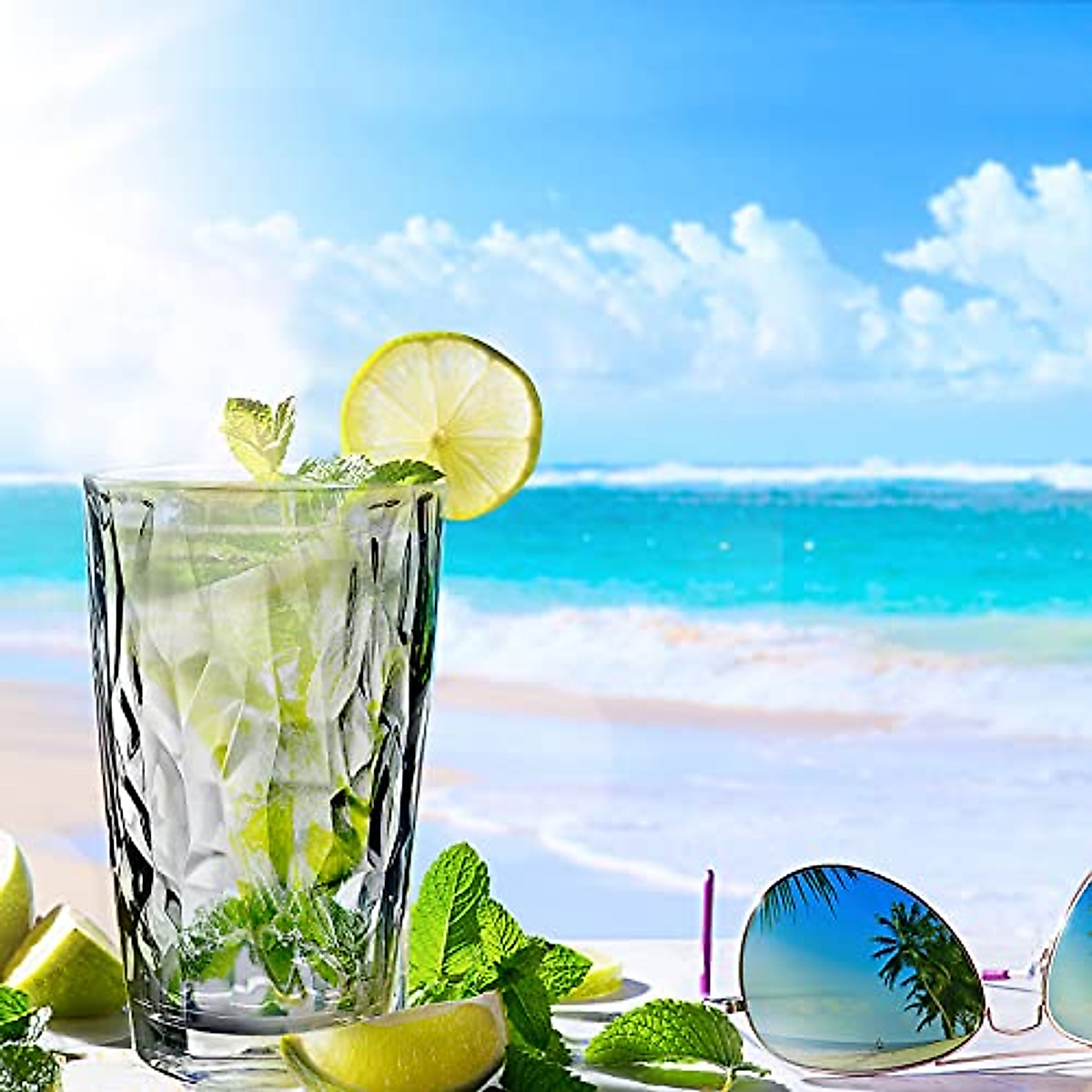 4-Pack Plastic Clear Water Tumblers, 10-ounce Transparent Unbreakable Drinking Glasses, Acrylic Reusable Juice Wine Cups Dishwasher Safe Bathroom Cups Camping Portable Cups, Easy To Storage (Clear)