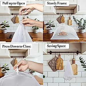 Food Covers for Outside, 2 Extra Large 40"X24" & 2 Large 17"X17" & 2 Middle 14"X14" Food Tents, Pop-Up Food Covers for Outdoors Mesh Screen Food Net Picnic Accessories