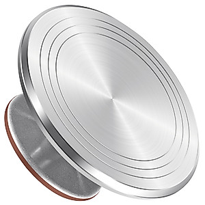 Syntus Aluminum Alloy Revolving Cake Stand, 12 Inch Cake Turntable for Decorating Super Smooth and Quiet Rotation Cake Decorating Stand for Party Wedding, Bright Silver Base