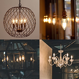 ROMANJOY F15 Dimmable LED Light Bulbs Led Porch Light Bulb 8W Equivalent 80W 2700K Warm White E26 Edison Vintage Bulb Flame Wrinkle Clear Glass Cover for Chandelier Lamp Ceiling Fan,4-Pack…