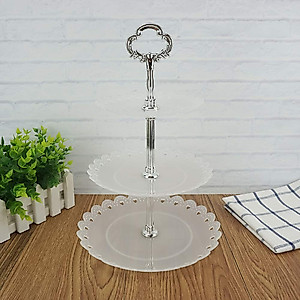 Artliving 3-tier Plastic Cake Stand-Dessert Stand-Cupcake Stand-Tea Party Serving Platter Clear Silver