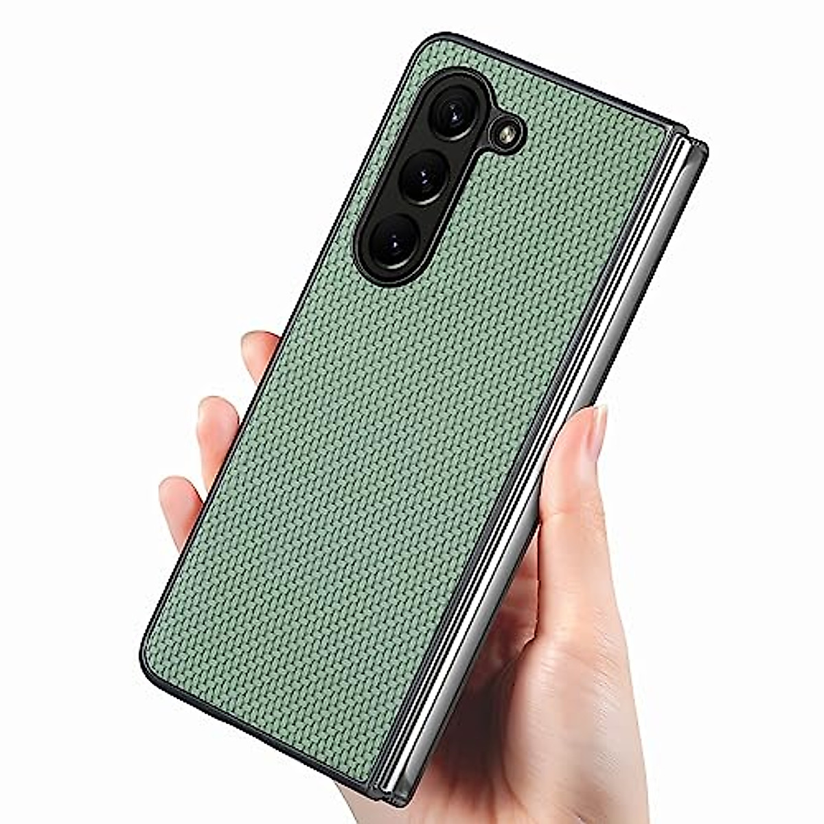 Phone Flip Case Carbon Fiber Cover Compatible with Samsung Galaxy Z Fold 5 Case PU Leather + Hard PC Shell Ultra Thin Slim Durable Protective Case Slim Case Compatible with Galaxy Z Fold 5 phone prote