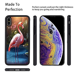 Elgzigok Black TPU Case Fits iPhone Xs Max with Flamingo-aa18 Pattern Design Black Soft TPU Slim Fit Anti Scratched Protection Cover Case for iPhone Xs Max