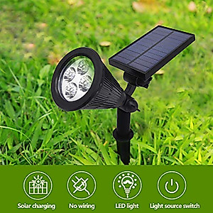 hyperpower Elite 2x4 LED Solar Landscape Spot Lights Outdoor Adjustable Solar Panel 180°Swivel Light Head 90° New Technique Monocrystalline Silicon 3w Solar Panel (136x80MM) 2xPACK