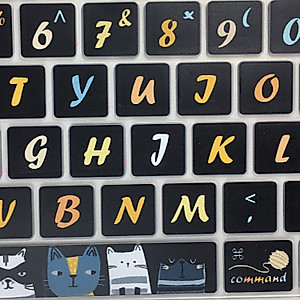 SANFORIN Keyboard Cover Protector for 2020 Apple MacBook Air 13.3 inch (Model: A2179, A2337 M1 Chip, US Layout) with Touch ID, Silicone Skin Keyboard Protector with Floral Design, Cat