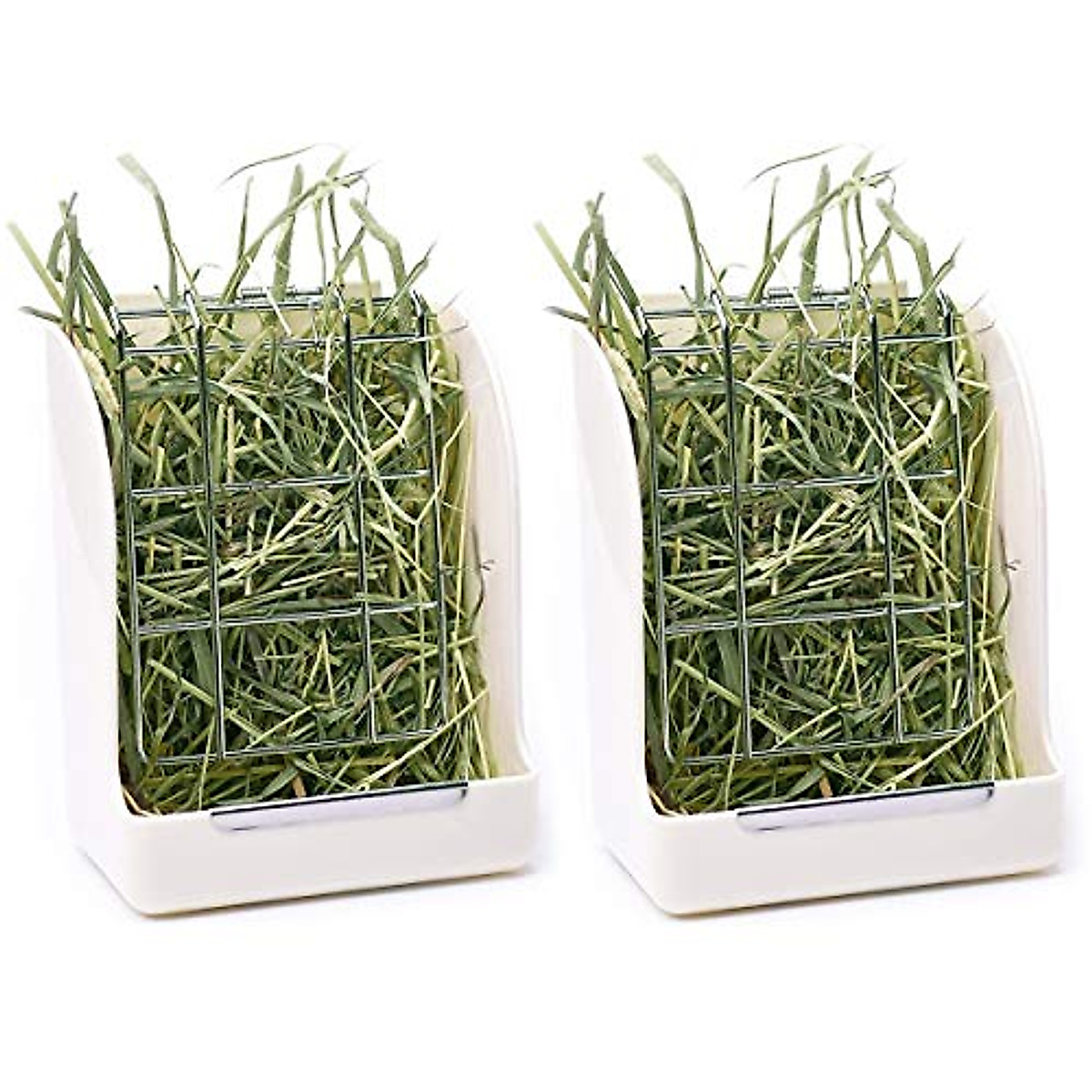 CalPalmy 2-Pack Hay Feeder for Rabbits, Guinea Pigs, and Chinchillas - Minimize Waste and Mess with 5 1/2" x 3 1/2" x 7 3/8" Hanging Alfalfa and Timothy Hay Dispenser