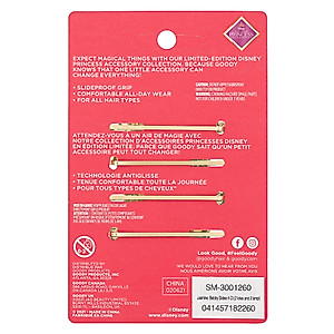 GOODY Bobby Pins - 4 Count, Disney Princess, Jasmine - Slideproof Rhinestone Bobbies - Hair Accessories for Men, Women, Boys & Girls - Style With Ease & Keep Your Hair Secured - For All Hair Types