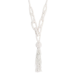 RF RIZIR FASHION Long Handmade Glass Beaded Statement WHITE Necklace for Women