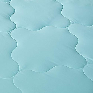 Comfort Spaces Vixie Reversible Comforter Set - Trendy Casual Geometric Quilted Cover, All Season Down Alternative Cozy Bedding, Matching Sham, Aqua/Gray, Twin/Twin XL 2 piece