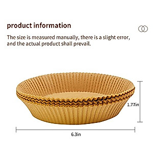 Air Fryer Disposable Paper 100 Pcs Round Non-Stick Paper Prime Oil-Proof Parchment Paper Cooking Paper for Fryers Basket Frying Pan Microwave Oven for Baking Microwave 6.3"