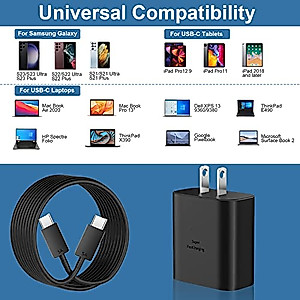 45W Super Fast Charger Type C, USB C Android Phone Charger for Samsung Galaxy S23 Ultra/S23/S23+/S22 Ultra/S22/S21 Ultra/S21/S20/S20 Ultra/Note 20/Galaxy Tab, PPS/PD Charger Block with 6.6ft Cable