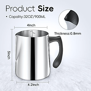 CasaCulina Candle Making Pouring Pot, 32oz Stainless Steel Wax Melting Pot with Heat-Resistant Handle, Double Boiler Candle Making Pitcher with Dripless Pouring Spout Design