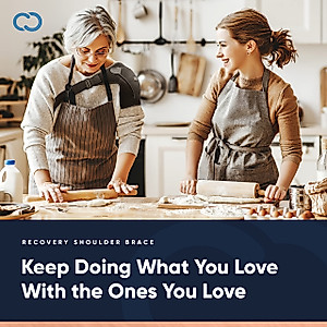 Copper Compression Recovery Shoulder Brace - Immobilizer for Torn Rotator Cuff, AC Joint Pain Relief, Dislocation, Arm Stability, Injuries, Tears - Adjustable Fits Men, Women - Black - One Size