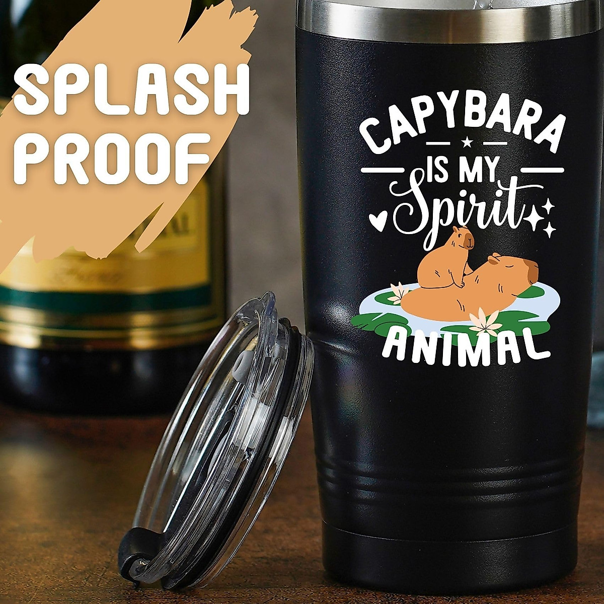 Capybara Is My Spirit Animal - Onebttle Stainless Steel Tumbler 20OZ Black - Gifts for Girls, Women, Capybara Lovers