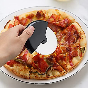 Kyraton Pizza Cutter Wheel Pack of 2 with Black Protective Blade Cover, Stainless Steel Super Sharp and Easy To Clean Pizza Slicer, Kitchen Gadget with Protective Blade Guard.