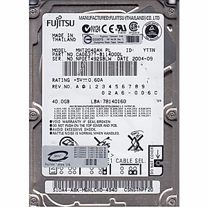 MHT2040AH-PL FUJITSU 40GB 2.5INCH IDE HARD DRIVE P/N: MHT2040AH-PL - FUJITSU