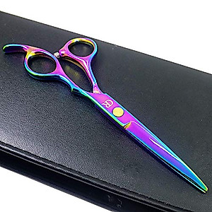 Professional Hair Cutting Shears,6 Inch Barber hair Cutting Scissors Sharp Blades Hairdresser Haircut For Women/Men/kids 420c Stainless Steel Rainbow Color (A)