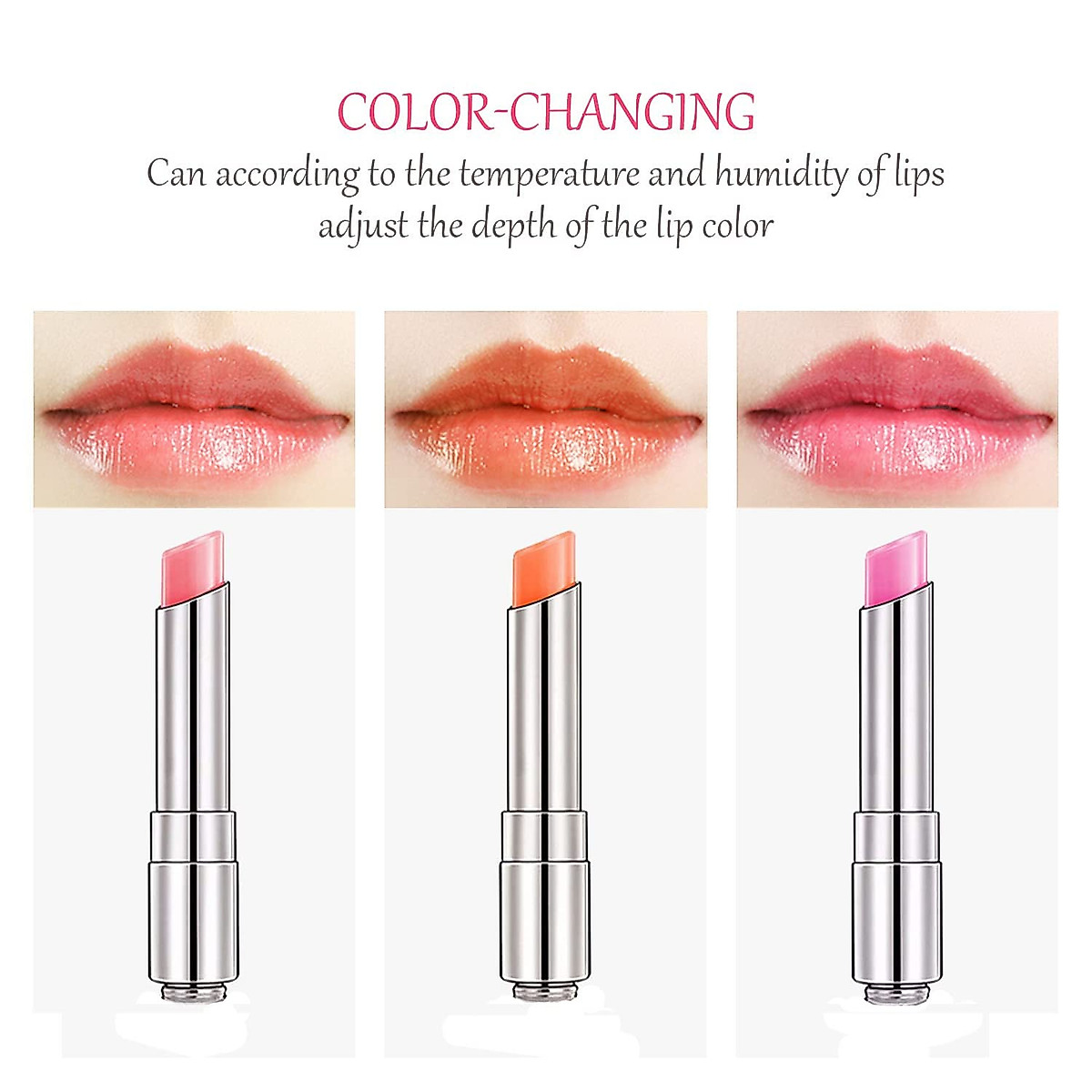 firstfly Pack of 3 Crystal Jelly Lipstick, Long Lasting Nutritious Lip Balm Lips Moisturizer Magic Temperature Color Change Lip Gloss (3 Pack)