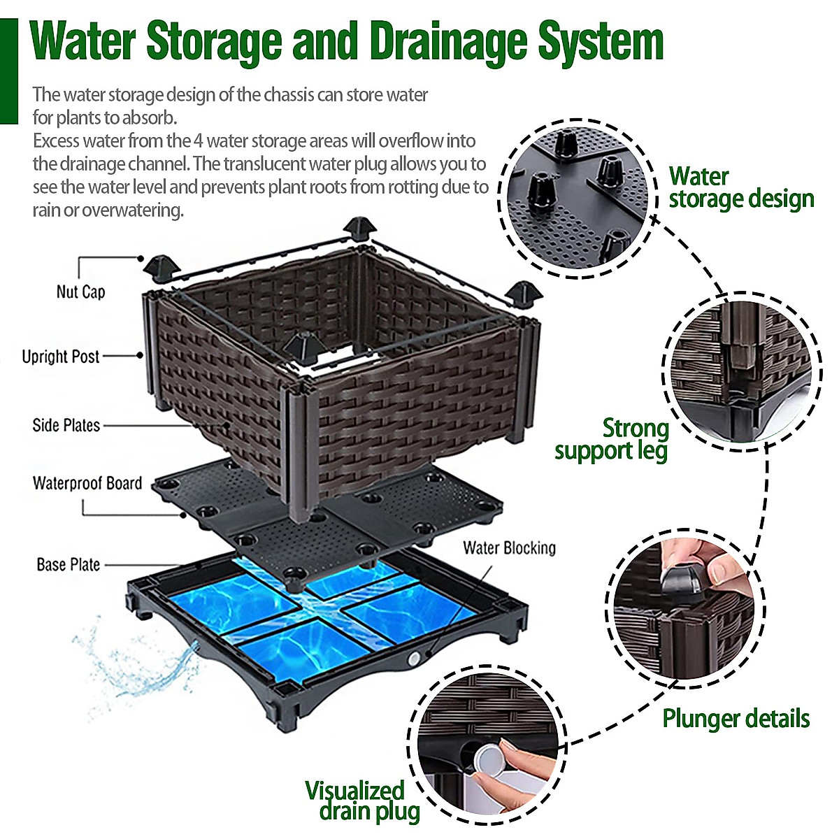 NACREEN Large Planters for Outdoor Plants Raised Garden Bed Boxes, Raised Plant Pots Perfect for Garden Patio Balcony Deck to Planting Flowers Vegetables Tomato and Herbs