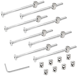 Biaungdo 12 Pcs M6 x 100mm Bunk Bed Bolts, Hex Drive Socket Furniture Barrel Screws Bolt Nuts Furniture Crib Baby Bed Bolt with Wrench(White)