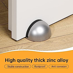 AONAYIOA 4 Pack Door Stoppers, 3M Adhesive Door Stopper, Stainless Steel Half Dome Floor Door Stop, Brushed Nickel Door Stops, No Drill Door Stopper for Office, Bedroom, Living Room, Bath Shower Room