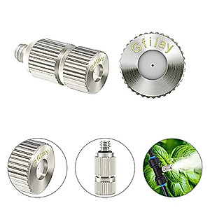 High Pressure Misting Nozzles,Cooling System Brass Nozzles for Outdoor Gardening Patio Atomizing Mist Sprayer UNC 10/24 Fogging Spray Head 0.012" Orifice 20 Pcs Silver Tone