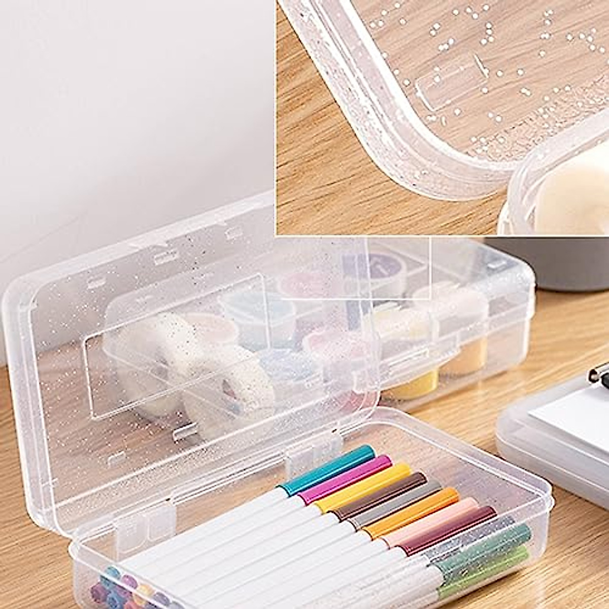 CENGNIAN 1 Pack Large Capacity Clear Pencil Box, Clear Pencil Case, Plastic Crayon Box, Pencil Cases, Plastic Pencil Case, Plastic Pencil Box, Crayon Box Storage, Hard Pencil Case