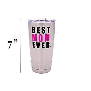 Rogue River Tactical Funny Best Mom Ever 20 Ounce Large Stainless Steel Travel Tumbler Mug Cup w/Lid Mother's Day Gift