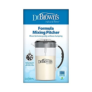 Dr. Brown's Baby Formula Mixing Pitcher with Adjustable Stopper, Locking Lid, & No Drip Spout, 32oz, BPA Free, Black