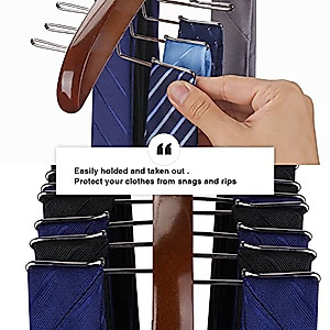 Ulimart Tie Rack Tie Hanger 24 Hooks Wooden Tie Organizer, Tank Top Hanger,Belt Organizer for Closet,with Upgraded 360°Rotating, Belts Scarves Accessories for Bras,Tank Tops,Camisoles…